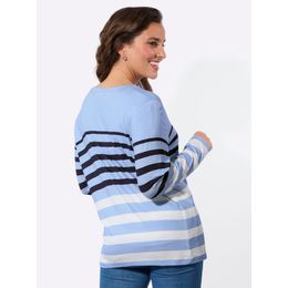 Casual Looks Damen T-Shirt "Shirt-Twinset", blau, Gr. 44, gemustert, gestreift, mehrfarbig, 95% Viskose, 5% Elasthan, Shirts