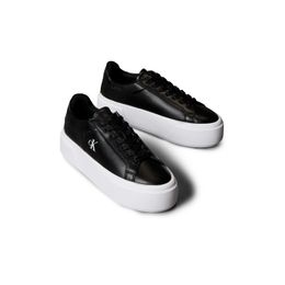Damen Plateausneaker "FLATFORM LACE UP LTH MG", Calvin Klein Jeans, Gr. 40, schwarz-wei&szlig;, Leder, unifarben, Schuhe, Schn&uuml;rschuh, Halbschuh,