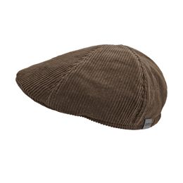 CAPO Herren Schieberm&uuml;tze, braun, Gr. S, unifarben, Cord, Baumwolle, M&uuml;tzen, Gummizug hinten, Cord-Optik