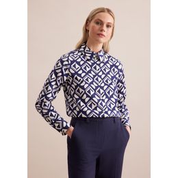 Seidensticker Damen Hemdbluse "Schwarze Rose", blau, Gr. 38, gemustert, 100% Baumwolle, Blusen, 1/1 Kragen Geometrische Muster