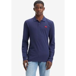 Levi's LEVI'S Herren Langarm-Poloshirt, blau, Gr. S, bestickt, Jersey, Obermaterial: 96% Baumwolle, 4% Elasthan, Shirts, mit Logo Stickerei