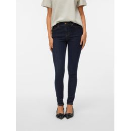 V&eacute;ro Moda VERO MODA Damen Skinny-fit-Jeans "VMFLASH MR SKINNY JEANS LI3190 NOOS"dunkelblau denim detail:rinse, Gr. XS, unifarben, Denim/Jeans, Obermaterial: