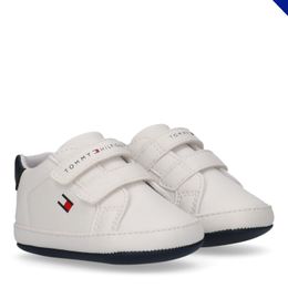 Tommy Hilfiger Baby Lauflernschuh, Gr. 18wei&szlig;, blau, Lederimitat, Schuhe, Babyschuh, Klettschuh f&uuml;r Babys mit Logoverzierung