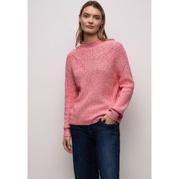 Street One Damen Longpulloverstriking coral, Gr. 44, unifarben, Web, 100% Baumwolle, Pullover, mit Strick-Detail