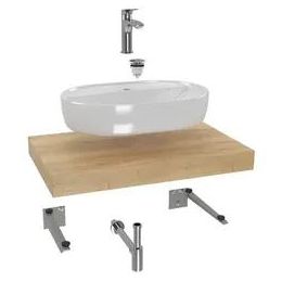 SAT Dolce Badezimmer-Set mit Waschbecken 80x8x50 cm Eiche Halifax KSETDO1