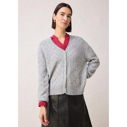 bonprix Ajour-Strickjacke mit Wolle, grau, Wolle