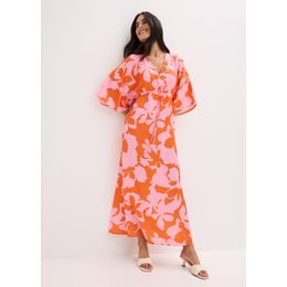 bonprix Maxikleid aus flie&szlig;ender Viskose, lila, Gr.36, floral bedrucktes Maxikleid aus flie&szlig;ender Viskose mit weit geschnittenen &Auml;rmeln und Bindeband vorne in der Taille, aus Satin