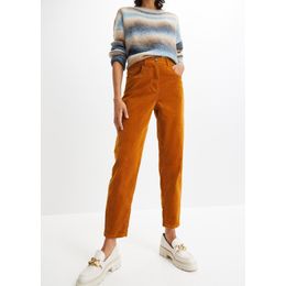 bonprix Cordhose, braun, Gr.52, Moderne herbstliche Cordhose mit gerafftem Bund, aus Cord