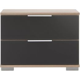 Nachtkommode wimex "Easy", braun (struktureichefarben hell, grauglas), B:52cm H:40cm T:38cm, Sideboards