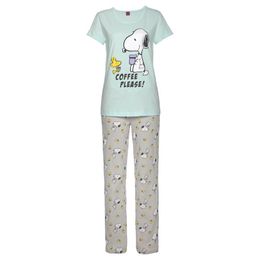 PEANUTS Pyjama Damen Gr&ouml;&szlig;e XXL gelb / grau / mint / wei&szlig; Winterkleid