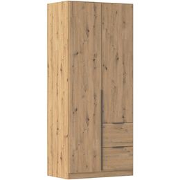 Dreht&uuml;renschrank OTTO HOME "Kleiderschrank Schrank Garderobe AGORDO mit Dekor- oder Hochglanzfront", braun (eiche artisan), B:91cm H:210cm T:54cm, Holzwerkstoff, Schr&auml;nke, Dreht&uuml;renschrank, mit Au&szlig;enschubk&auml;sten, in 7 Breiten und 2 H&ouml;hen MADE IN GERMANY, Topseller