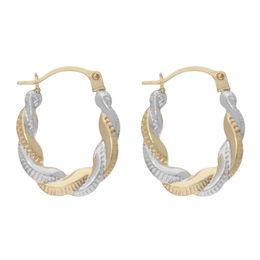 Paar Creolen Firetti "Schmuck Geschenk Gold 375 Ohrschmuck Ohrringe bicolor", gelbgoldfarben, wei&szlig;goldfarben, Ohrringe, Damen, Gelbgold 375