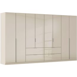 Dreht&uuml;renschrank OTTO HOME "Kleiderschrank Kleiderschr&auml;nke Schrank Garderobe AGORDO mit Glasfront", beige (beige, glas beige (champagner)), B:360cm H:210cm T:54cm, Holzwerkstoff, Schr&auml;nke, Dreht&uuml;renschrank, mit Au&szlig;enschubk&auml;sten, in 7 Breiten und 2 H&ouml;hen MADE IN GERMANY
