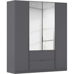 Dreht&uuml;renschrank OTTO HOME "Kleiderschrank Schrank Garderobe AGORDO mit Dekor- oder Hochglanzfront", grau (graumetallic), B:181cm H:210cm T:54cm, Holzwerkstoff, Schr&auml;nke, Dreht&uuml;renschrank, mit Au&szlig;enschubk&auml;sten, in 7 Breiten und 2 H&ouml;hen MADE IN GERMANY