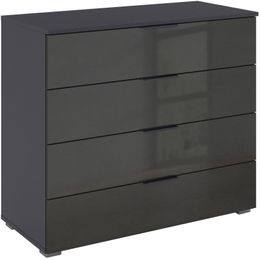 Schubkastenkommode OTTO HOME "Sideboard Schubladenkommode AGORDO mit Dekor- oder Hochglanzfront", grau (graumetallic, hochglanz effektgrau), B:80cm H:81cm T:42cm, Holzwerkstoff, Sideboards, vier gro&szlig;e und ger&auml;umige Schubladen mit viel Stauraum MADE IN GERMANY