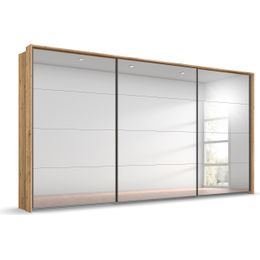 Schwebet&uuml;renschrank Rauch "Kleiderschrank Schrank Garderobe OTELI inkl. 3 Innenschubladen", braun (eiche artisan), B:368cm H:214cm T:68cm, Holzwerkstoff, Schr&auml;nke, Schwebet&uuml;renschrank, mit Spiegelfront und Passepartout optional mit Beleuchtung