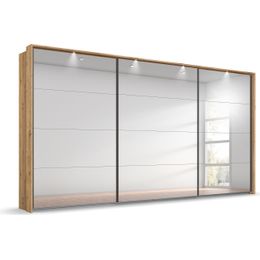 Schwebet&uuml;renschrank Rauch "Kleiderschrank Schrank Garderobe OTELI inkl. 3 Innenschubladen", braun (eiche artisan), B:368cm H:233cm T:68cm, Holzwerkstoff, Schr&auml;nke, Schwebet&uuml;renschrank, mit Spiegelfront und Passepartout optional mit Beleuchtung