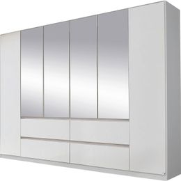 Dreht&uuml;renschrank Rauch "Kleiderschrank Schrank mit Spiegel Garderobe Garderobenschrank MAINZ", wei&szlig; (alpinwei&szlig;), B:271cm H:210cm T:54cm, Holzwerkstoff, Schr&auml;nke, Dreht&uuml;renschrank, grifflose Front mit Spiegel, Au&szlig;ent&uuml;ren mit Push-to-Open Funktion