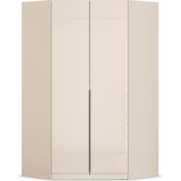 Eckkleiderschrank OTTO HOME "Kleiderschrank Schrank Ankleidezimmer Schlafzimmer Garderobe AGORDO", beige (beige, glas beige (champagner)), B:117cm H:229cm T:117cm, Holzwerkstoff, Schr&auml;nke, Eckkleiderschrank, mit Glast&uuml;ren, voll ausgestattet mit viel Stauraum MADE IN GERMANY