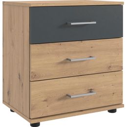 Nachtkommode wimex "Taiga", grau (artisan eiche nachbildung, graphit), B:52cm H:58cm T:38cm, Spanplatte, Sideboards, mit 3 Schubladen, 52cm breit