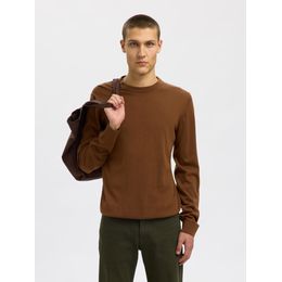 Strickpullover Selected "SLHTRAY LS KNIT MERINO CREW NECK NOOS", Damen, Gr. XXL, soft silt, Strick, Obermaterial: 100% Wolle, unifarben, regular fit normal, Rundhals, Rippb&uuml;ndchen, Pullover Strickpullover, Wolle, regular fit
