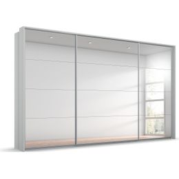 Schwebet&uuml;renschrank Rauch "Kleiderschrank Schrank Garderobe OTELI inkl. 3 Innenschubladen", grau (seidengrau), B:323cm H:233cm T:68cm, Holzwerkstoff, Schr&auml;nke, Schwebet&uuml;renschrank, mit Spiegelfront und Passepartout optional mit Beleuchtung