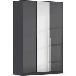 Dreht&uuml;renschrank OTTO HOME "Kleiderschrank Kleiderschr&auml;nke Schrank Garderobe AGORDO mit Glasfront", grau (graumetallic, glas basalt), B:136cm H:210cm T:54cm, Holzwerkstoff, Schr&auml;nke, Dreht&uuml;renschrank, durchdachte Innenausstattung, in 7 Breiten und 2 H&ouml;hen MADE IN GERMANY, Topseller