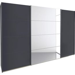 Schwebet&uuml;renschrank Rauch "Kleiderschrank Schrank Garderobe TOPSELLER OTELI inkl. Inneneinteilung", grau (graumetallic), B:315cm H:210cm T:62cm, Holzwerkstoff, Schr&auml;nke, Schwebet&uuml;renschrank, mit 3 Innenschubladen sowie zus&auml;tzlichen Einlegeb&ouml;den MADE IN GERMANY