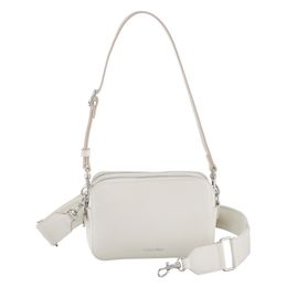 Mini Bag Calvin Klein "WEBBING DOUBLE STRAP CAMERA BAG", Damen, Gr. B/H/T: 18cm x 12cm x 5,5cm, lily wei&szlig;, Lederimitat, unifarben, Taschen, kleine Schultertasche, Umh&auml;ngetasche, Abendtasche mit Henkel