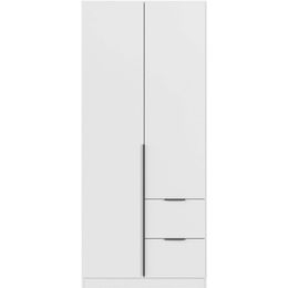 Dreht&uuml;renschrank OTTO HOME "Kleiderschrank Schrank Garderobe AGORDO mit Dekor- oder Hochglanzfront", wei&szlig; (alpinwei&szlig;), B:91cm H:229cm T:54cm, Holzwerkstoff, Schr&auml;nke, Dreht&uuml;renschrank, mit Au&szlig;enschubk&auml;sten, in 7 Breiten und 2 H&ouml;hen MADE IN GERMANY, Topseller