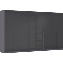 Dreht&uuml;renschrank OTTO HOME "Kleiderschrank Kleiderschr&auml;nke Schrank Garderobe AGORDO mit Glasfront", graumetallic, glas basalt, B:360cm H:210cm T:54cm, Holzwerkstoff, Schr&auml;nke, Dreht&uuml;renschrank, durchdachte Innenausstattung, in 7 Breiten und 2 H&ouml;hen MADE IN GERMANY, Topseller