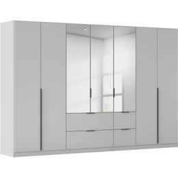 Dreht&uuml;renschrank OTTO HOME "Kleiderschrank Schrank Garderobe AGORDO mit Dekor- oder Hochglanzfront", grau (seidengrau), B:315cm H:229cm T:54cm, Holzwerkstoff, Schr&auml;nke, Dreht&uuml;renschrank, mit Au&szlig;enschubk&auml;sten, in 7 Breiten und 2 H&ouml;hen MADE IN GERMANY