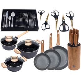 Topf-Set King "Essential 21", grau, T&ouml;pfe, Holzoptik, Induktion