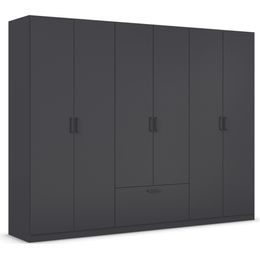 Dreht&uuml;renschrank Rauch "Kleiderschrank Schrank Garderobe W&auml;scheschrank BARI", grau (graumetallic), B:270cm H:210cm T:54cm, Holzwerkstoff, Schr&auml;nke, Dreht&uuml;renschrank, mit Schubasten mittig, moderner Griff in Graumetallic MADE IN GERMANY