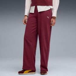 Trainingshose Puma "CLASS COMFORT PINNACLE HIGH-WAIST STRAIGHT PANTS TR OP", Damen, Gr. S, N-Gr, rot (ruby shimmer), Sweatware, Obermaterial: 68% Baumwolle, 32% Polyester, unifarben, comfort fit normal, Hosen Trainingshose, mit Eingrifftaschen, aus Baumwollmischung, pflegeleicht