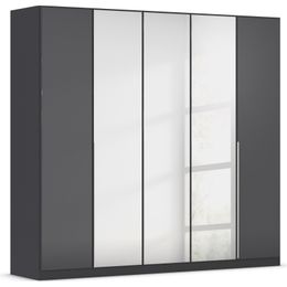 Dreht&uuml;renschrank OTTO HOME "Kleiderschrank Kleiderschr&auml;nke Schrank Garderobe AGORDO mit Glasfront", grau (graumetallic, glas basalt), B:226cm H:210cm T:54cm, Holzwerkstoff, Schr&auml;nke, Dreht&uuml;renschrank, durchdachte Innenausstattung, in 7 Breiten und 2 H&ouml;hen MADE IN GERMANY