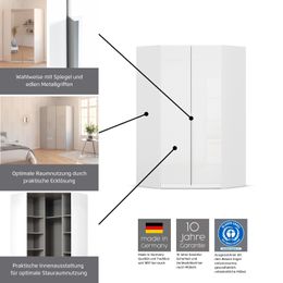 Eckkleiderschrank OTTO HOME "Kleiderschrank Schrank Ankleidezimmer Schlafzimmer Garderobe AGORDO", grau (graumetallic), B:117cm H:229cm T:117cm, Holzwerkstoff, Schr&auml;nke, Eckkleiderschrank, mit Spiegelt&uuml;ren, voll ausgestattet mit viel Stauraum MADE IN GERMANY