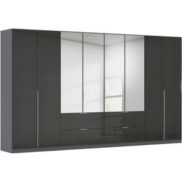 Dreht&uuml;renschrank OTTO HOME "Kleiderschrank Schrank Garderobe AGORDO mit Dekor- oder Hochglanzfront", grau (graumetallic, hochglanz effektgrau), B:360cm H:229cm T:54cm, Holzwerkstoff, Schr&auml;nke, Dreht&uuml;renschrank, mit Au&szlig;enschubk&auml;sten, in 7 Breiten und 2 H&ouml;hen MADE IN GERMANY