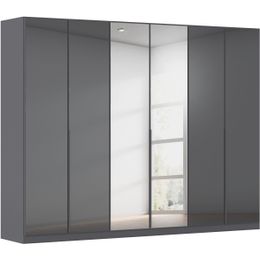 Dreht&uuml;renschrank OTTO HOME "Kleiderschrank Kleiderschr&auml;nke Schrank Garderobe AGORDO mit Glasfront", grau (graumetallic, glas basalt), B:271cm H:229cm T:54cm, Holzwerkstoff, Schr&auml;nke, Dreht&uuml;renschrank, durchdachte Innenausstattung, in 7 Breiten und 2 H&ouml;hen MADE IN GERMANY, Topseller
