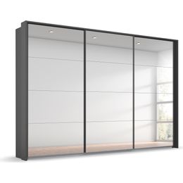Schwebet&uuml;renschrank Rauch "Kleiderschrank Schrank Garderobe OTELI inkl. 3 Innenschubladen", grau (graumetallic), B:278cm H:214cm T:68cm, Holzwerkstoff, Schr&auml;nke, Schwebet&uuml;renschrank, mit Spiegelfront und Passepartout optional mit Beleuchtung