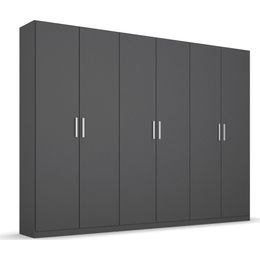 Dreht&uuml;renschrank Rauch "Kleiderschrank Schrank Garderobe KOLUNA mit Dekor-Front", grau (graumetallic), B:271cm H:229cm T:54cm, Holzwerkstoff, Schr&auml;nke, Dreht&uuml;renschrank, inkl. 2 Innenschubladen sowie extra Einlegeb&ouml;den MADE IN GERMANY