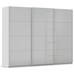 Schwebet&uuml;renschrank OTTO HOME "Kleiderschrank Schrank Garderobe AGORDO mit Glasfront", grau (seidengrau, glas seidengrau), B:271cm H:210cm T:62cm, Holzwerkstoff, Schr&auml;nke, Schwebet&uuml;renschrank, durchdachte Innenausstattung, in 4 Breiten und 2 H&ouml;hen MADE IN GERMANY