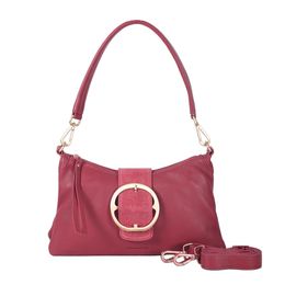 Harbour 2nd Damen Schultertasche "Ilaria"wine, Leder, Taschen, Handtasche, Abendtasche mit Rei&szlig;verschlussfach auf der R&uuml;ckseite