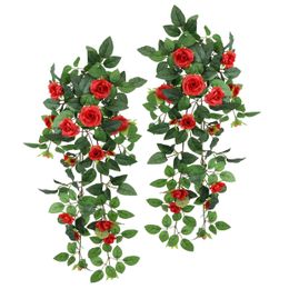 Kunstblume I.GE.A. "K&uuml;nstlicher Rosenh&auml;nger", rot, B:30cm H:74cm L:11cm, Polyester, Kunstpflanzen, Rosenranke Rosenbogen Rosen Blume Rosengirlande Deko Busch