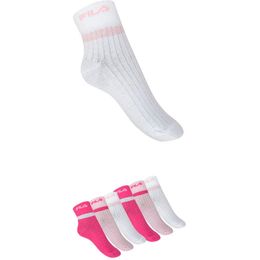 Kurzsocken Fila "JUNIOR GIRL QUARTER SOCKS", M&auml;dchen, Gr. 23-26, rosa (pink panther), Baumwollmischung, unifarben, normal, Socken, schlichtes Design mit dezentem Logo, feine Rippenstruktur