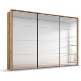 Schwebet&uuml;renschrank Rauch "Kleiderschrank Schrank Garderobe OTELI inkl. 3 Innenschubladen", braun (eiche artisan), B:278cm H:233cm T:68cm, Holzwerkstoff, Schr&auml;nke, Schwebet&uuml;renschrank, mit Spiegelfront und Passepartout optional mit Beleuchtung