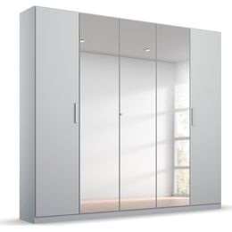 Dreht&uuml;renschrank Rauch "Kleiderschrank Schrank Garderobe Ankleide KOLUNA mit Dekor-Front", grau (seidengrau), B:226cm H:229cm T:54cm, Holzwerkstoff, Schr&auml;nke, Dreht&uuml;renschrank, mit Spiegel, inkl. 2 Innenschubladen sowie extra B&ouml;den