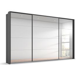 Schwebet&uuml;renschrank Rauch "Kleiderschrank Schrank Garderobe OTELI inkl. 3 Innenschubladen", grau (graumetallic), B:323cm H:233cm T:68cm, Holzwerkstoff, Schr&auml;nke, Schwebet&uuml;renschrank, mit Spiegelfront und Passepartout optional mit Beleuchtung