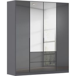 Dreht&uuml;renschrank OTTO HOME "Kleiderschrank Kleiderschr&auml;nke Schrank Garderobe AGORDO mit Glasfront", grau (graumetallic, glas basalt), B:181cm H:229cm T:54cm, Holzwerkstoff, Schr&auml;nke, Dreht&uuml;renschrank, mit Au&szlig;enschubk&auml;sten, in 7 Breiten und 2 H&ouml;hen MADE IN GERMANY