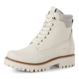 Tamaris Damen Winterboots, Gr. 42sanftes wei&szlig;, Leder, unifarben, Schuhe, Schn&uuml;rboots, Outdoorschuh mit PrimaLoft-Ausstattung